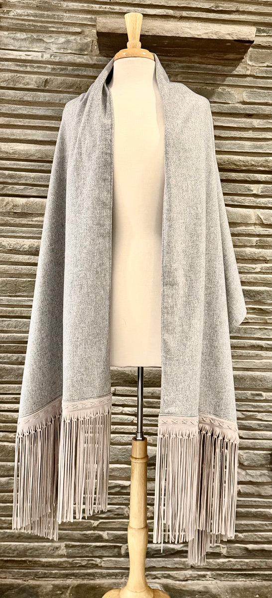 BRUNA 100% CASHMERE LIGHT GREY WITH METAL TRIM AND GOAT SKIN SUEDE FRI ...