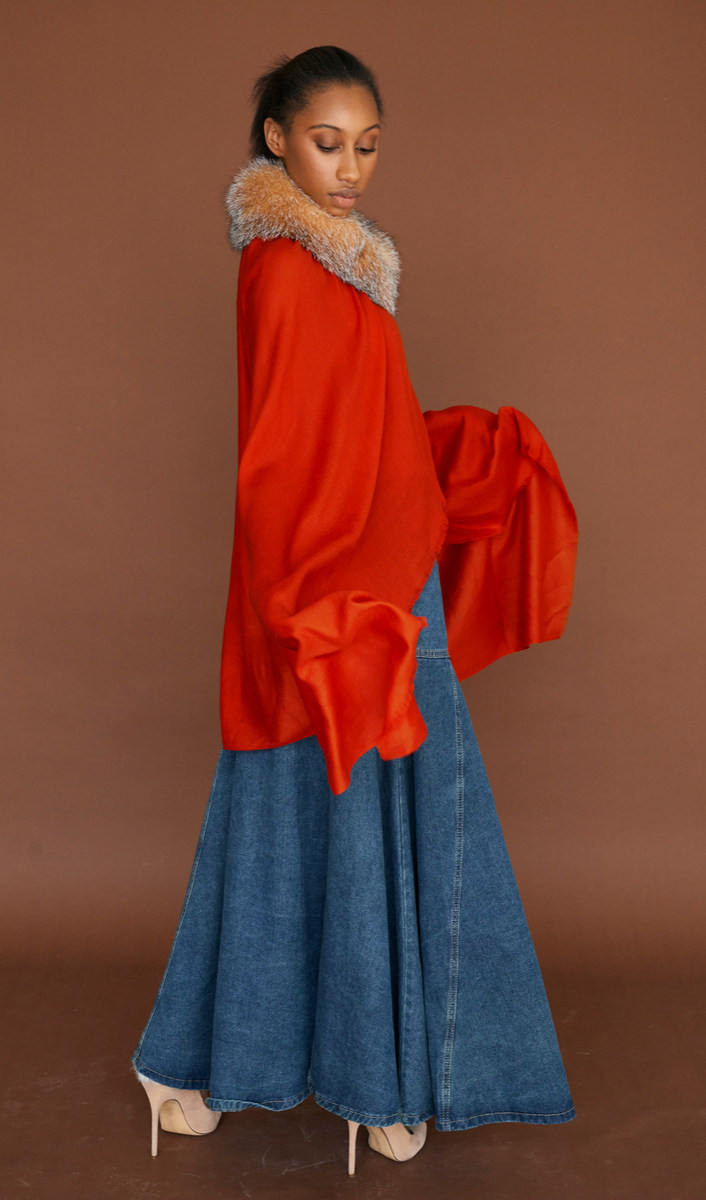ANNA Baby 100% Cashmere Red Wrap with Crystal Fox – AnnaIriongroup