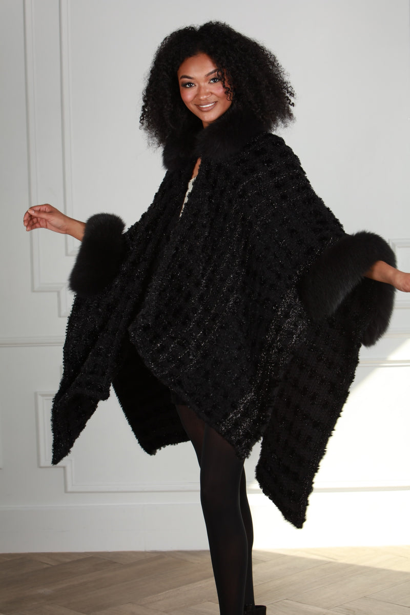 Loro Top Haute Couture Designer Fabric with Blue Fox Dyed Black ...