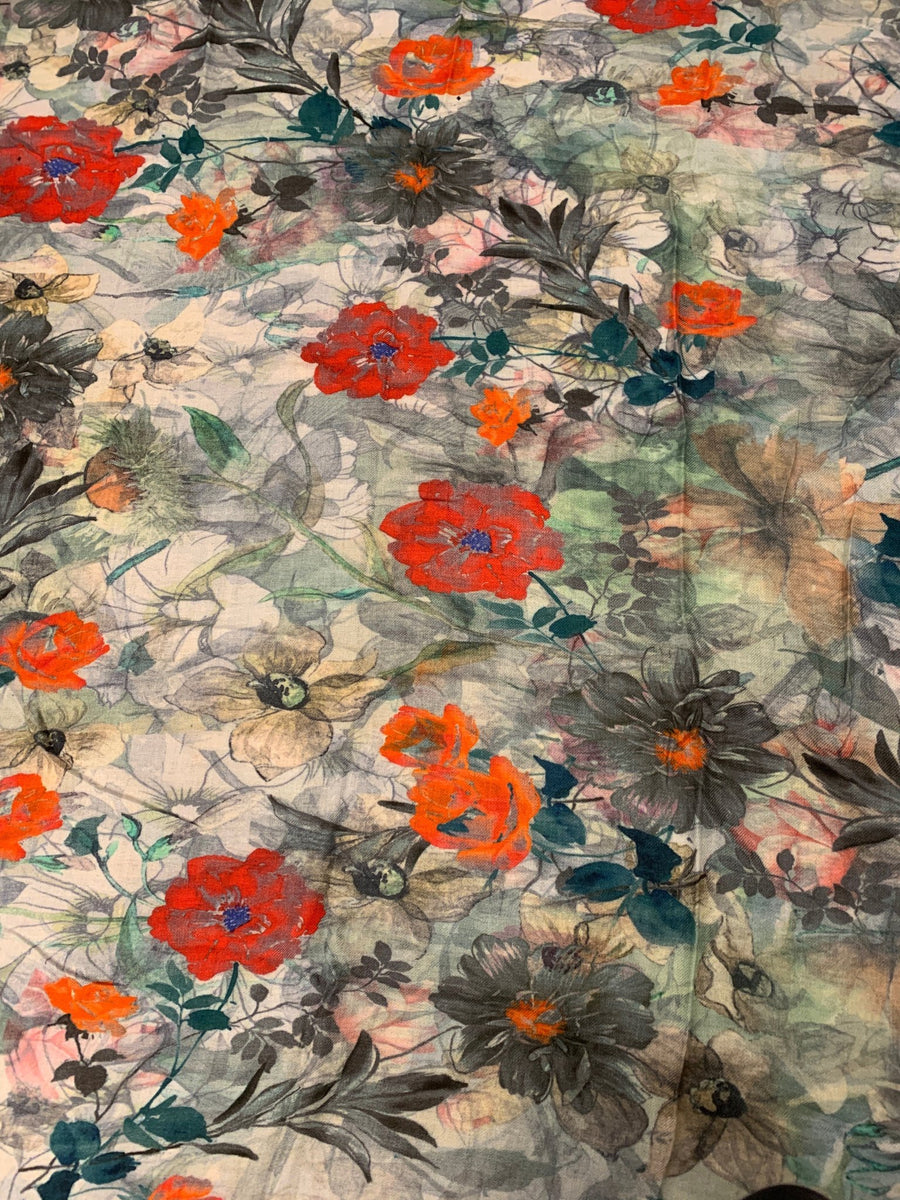 ANNA 100% Cashmere Poppy Flower Print Wrap – AnnaIriongroup